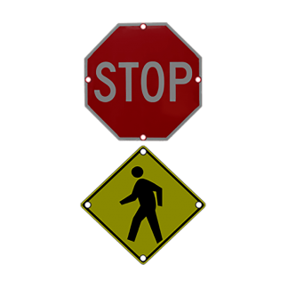 TS40 "STOP" and Pedestrian Flashing Solar LED Edge Lit Sign (R1-1 & W11 ...